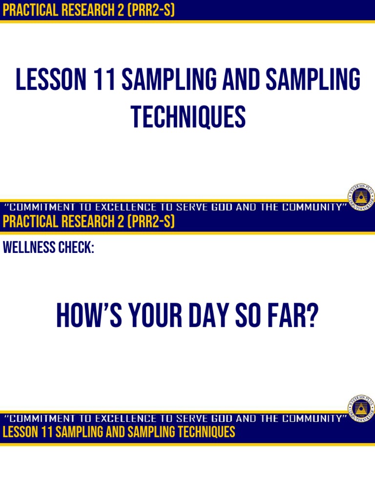 Lesson 11 Sampling and Sampling Techniques | PDF | Sampling (Statistics) | Evaluation Methods