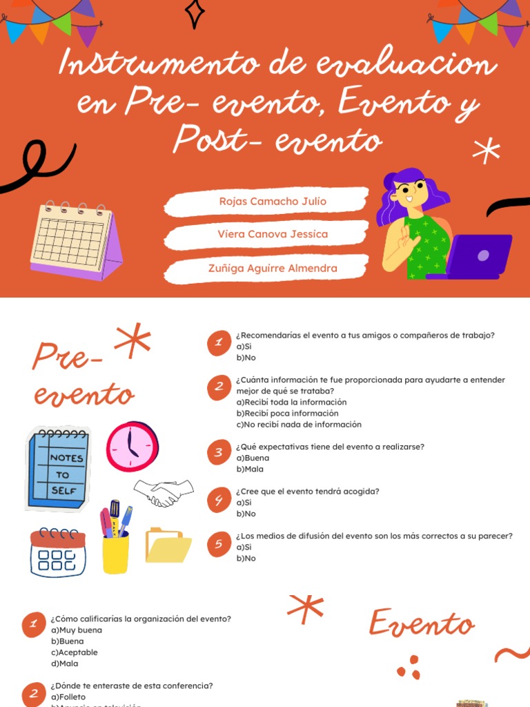 Instrumento de Evaluacion en Pre - Evento, Evento y Post - Evento | PDF | Crecimiento personal y ...