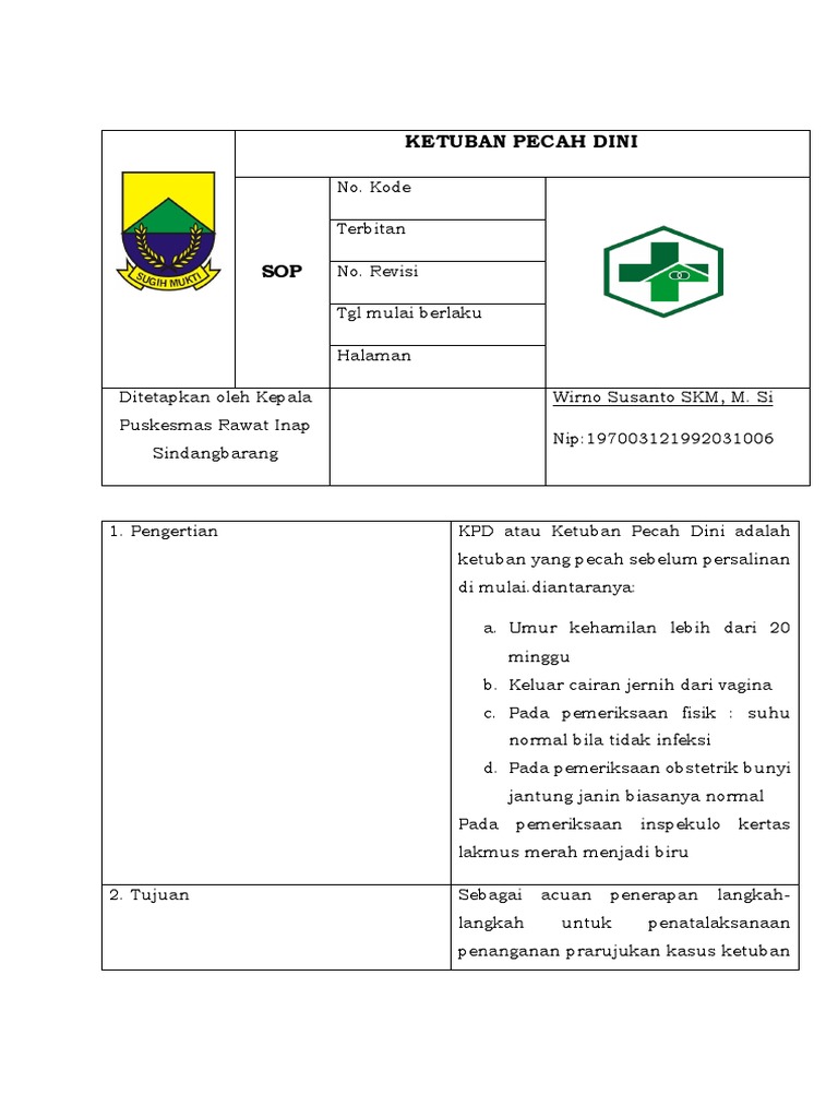 Sop Ketuban Pecah Dini Compress | PDF