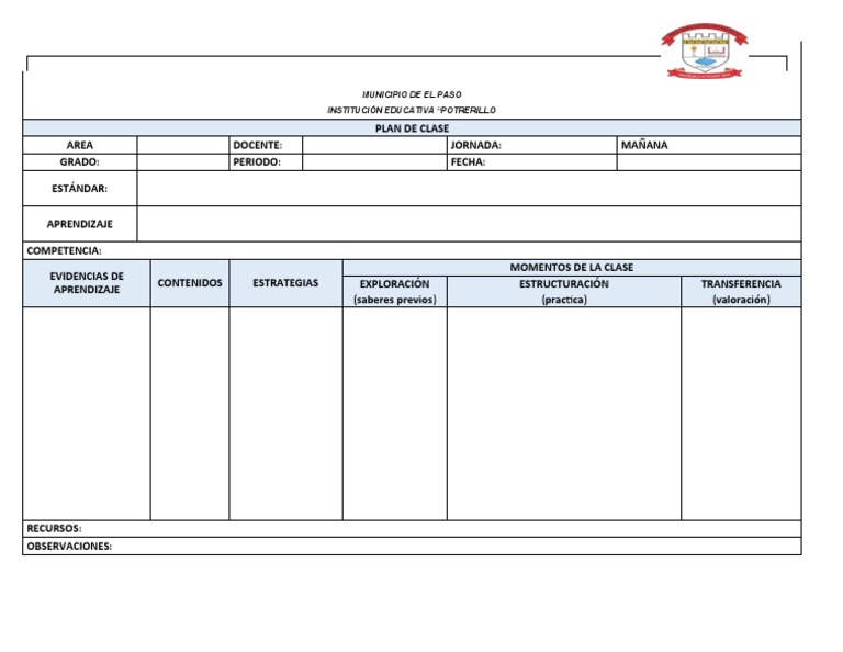 Formato Plan de Clase | PDF