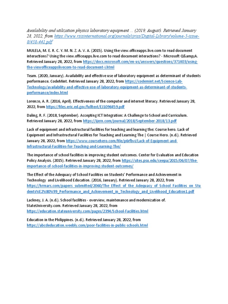 Apa Citation of RRL | PDF | Learning