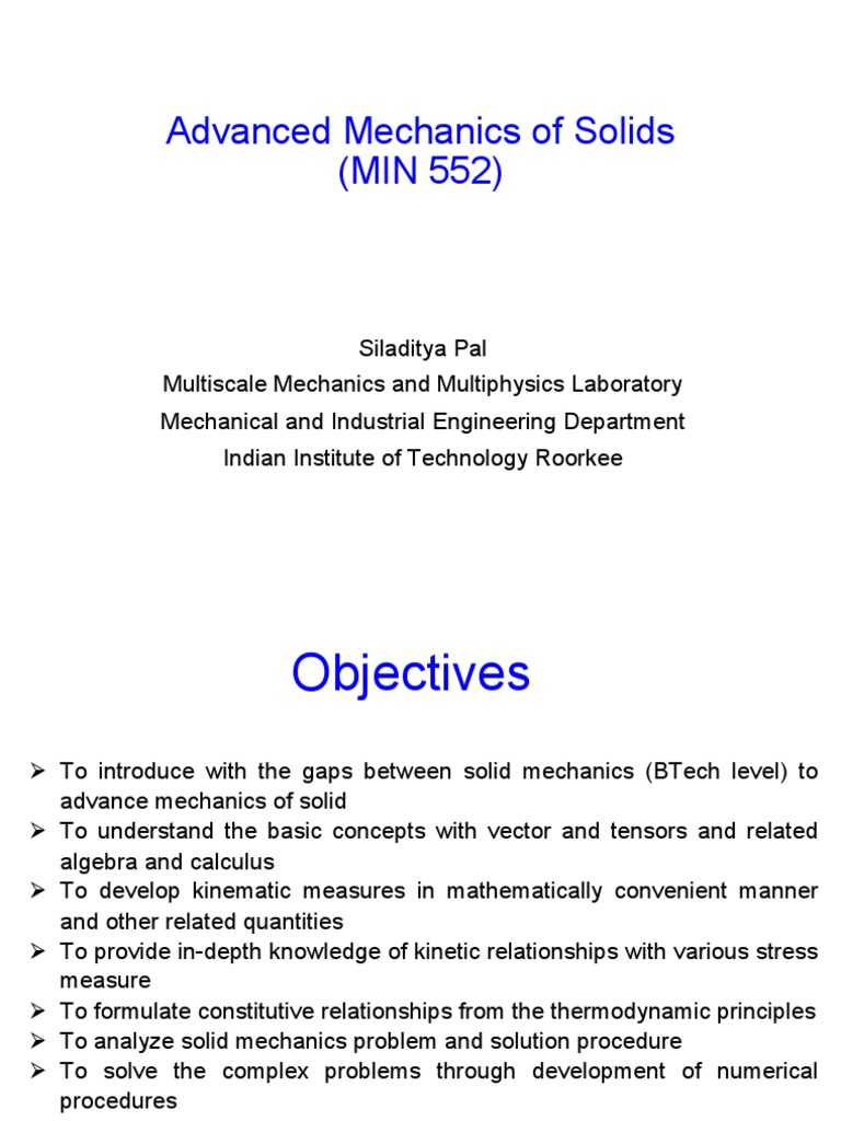 Advanced Mechanics of Solids Course Overview | PDF | Elasticity ...