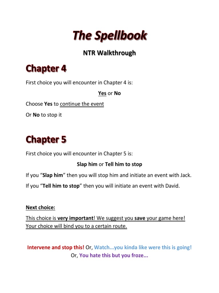 Guide to Routes and Choices in the Visual Novel "NTR Walkthrough | PDF