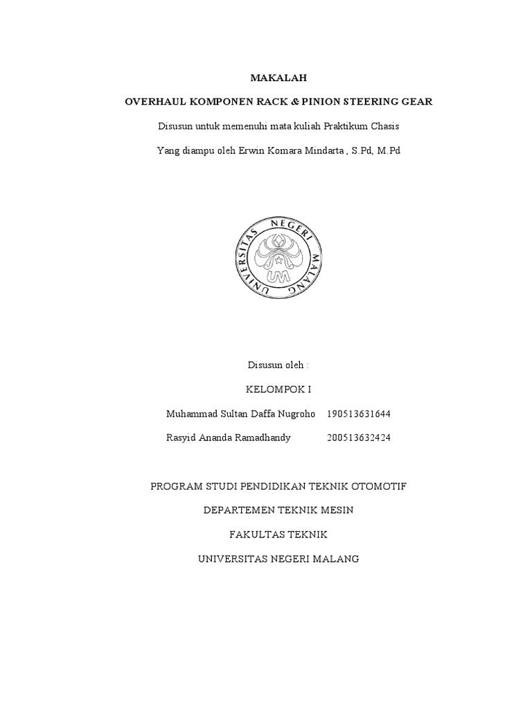 OVERHAUL KOMPONEN RACK & PINION | PDF