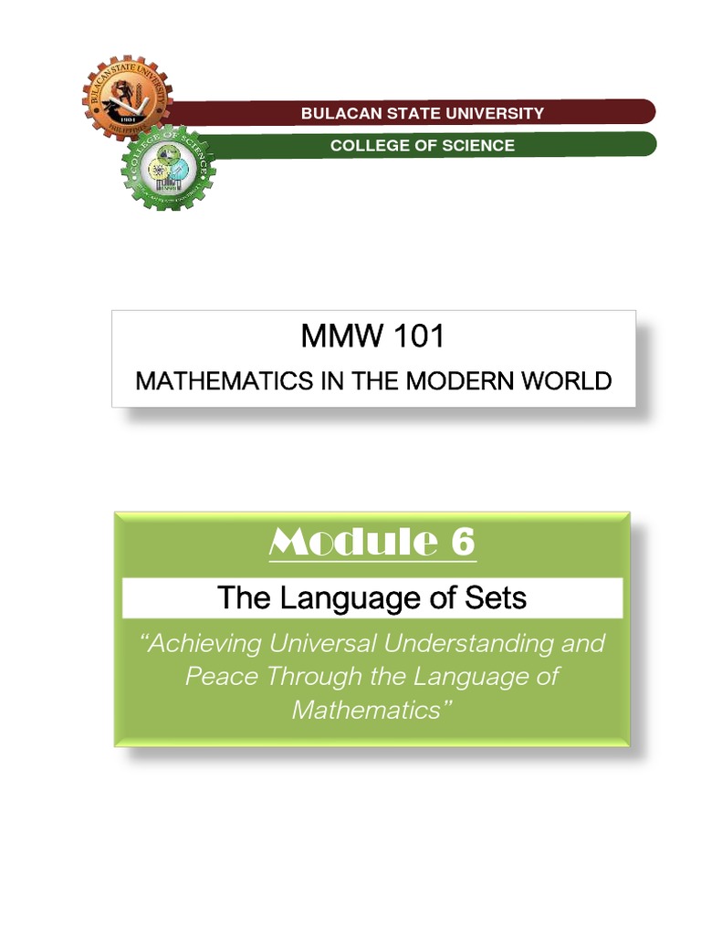 6 - Module 6 - The Language of Sets | PDF | Set (Mathematics) | Numbers