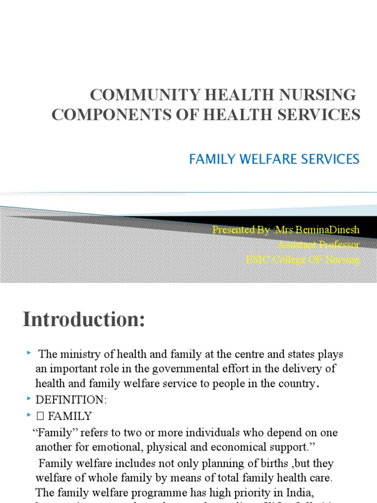 Family Welfare Services in Community Health | PDF | Family Planning ...