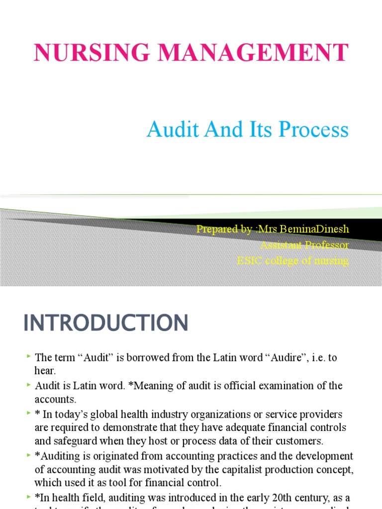 Audit in Nursing Management and Administration | PDF | Audit | Internal ...