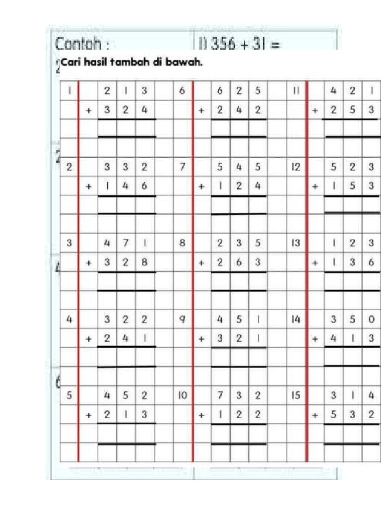 Latihan Tambah Tanpa Mengumpul Semula | PDF