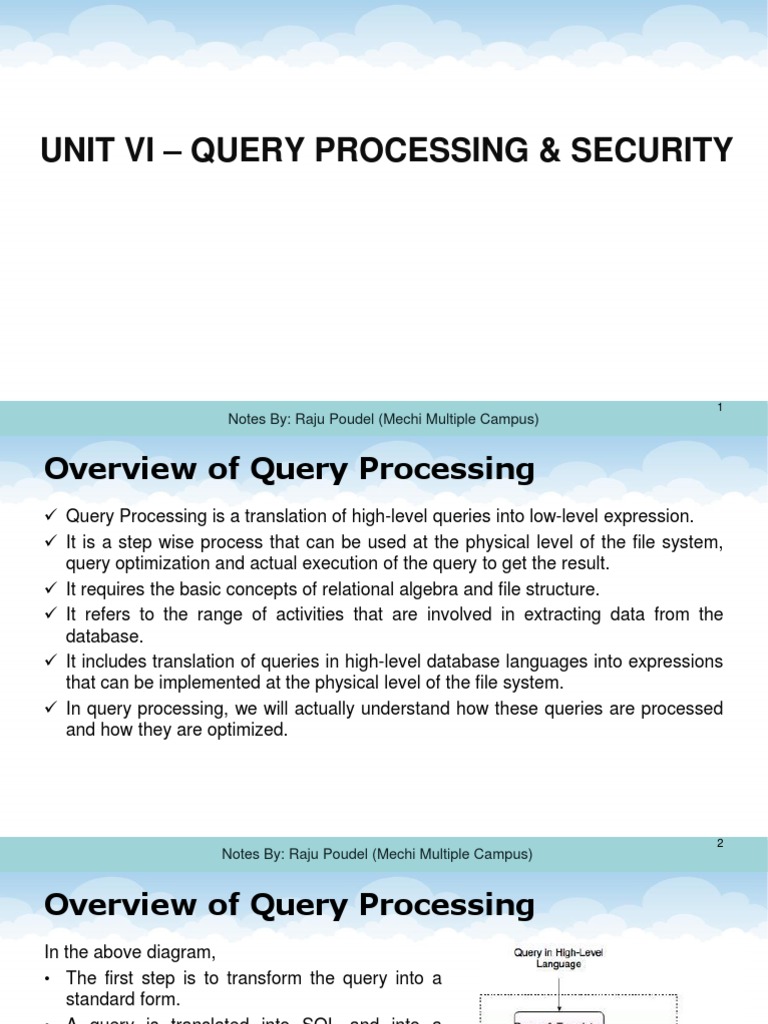 Unit Viii Query Processing And Security Pdf Databases Key Cryptography 