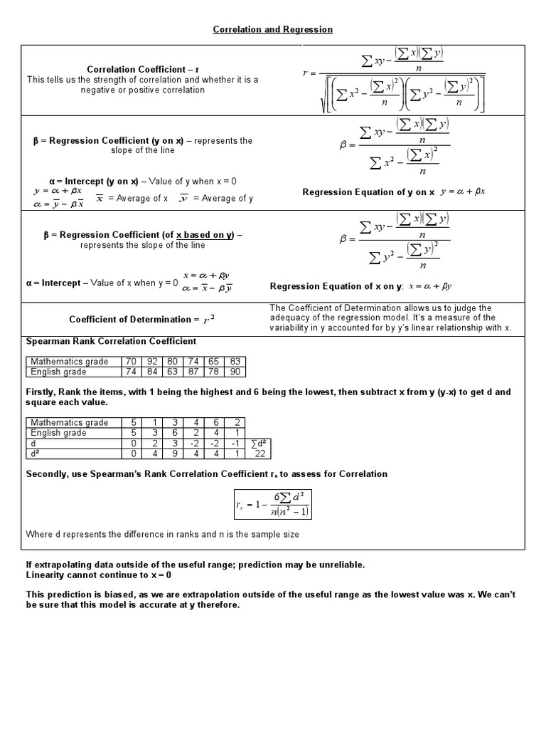 Regression Summary | PDF | Correlation And Dependence | Regression Analysis