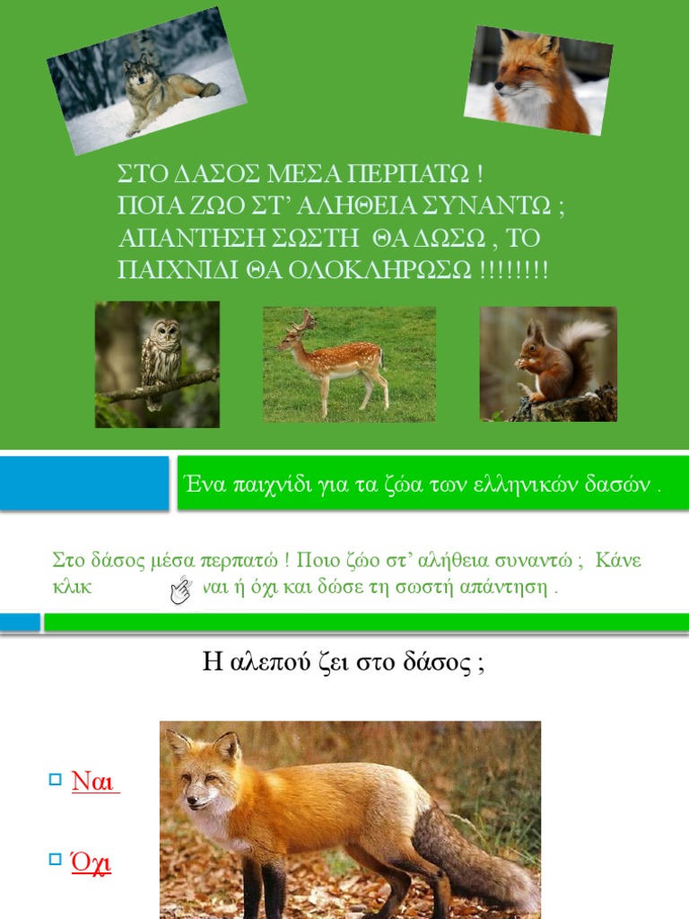 ΠΑΙΧΝΙΔΙ ΜΕ ΤΑ ΖΩΑ ΤΟΥ ΔΑΣΟΥΣ | PDF