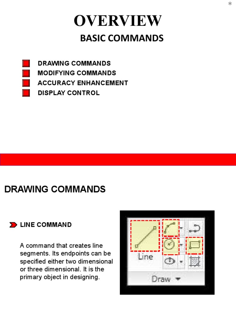 Basic Commands: Drawing Commands Modifying Commands Accuracy ...
