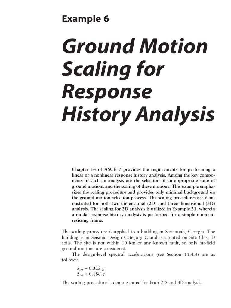 Ground Motion Scaling For Response History Analysis: Example 6 | PDF | Earthquakes | Spectrum