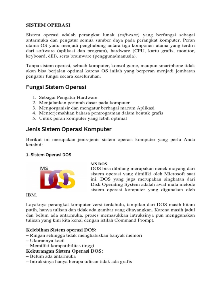 Jenis-Jenis Sistem Operasi | PDF