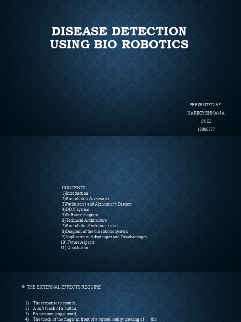 Disease Detection Using Bio Robotics (Autosaved) | PDF | Robotics | Brain