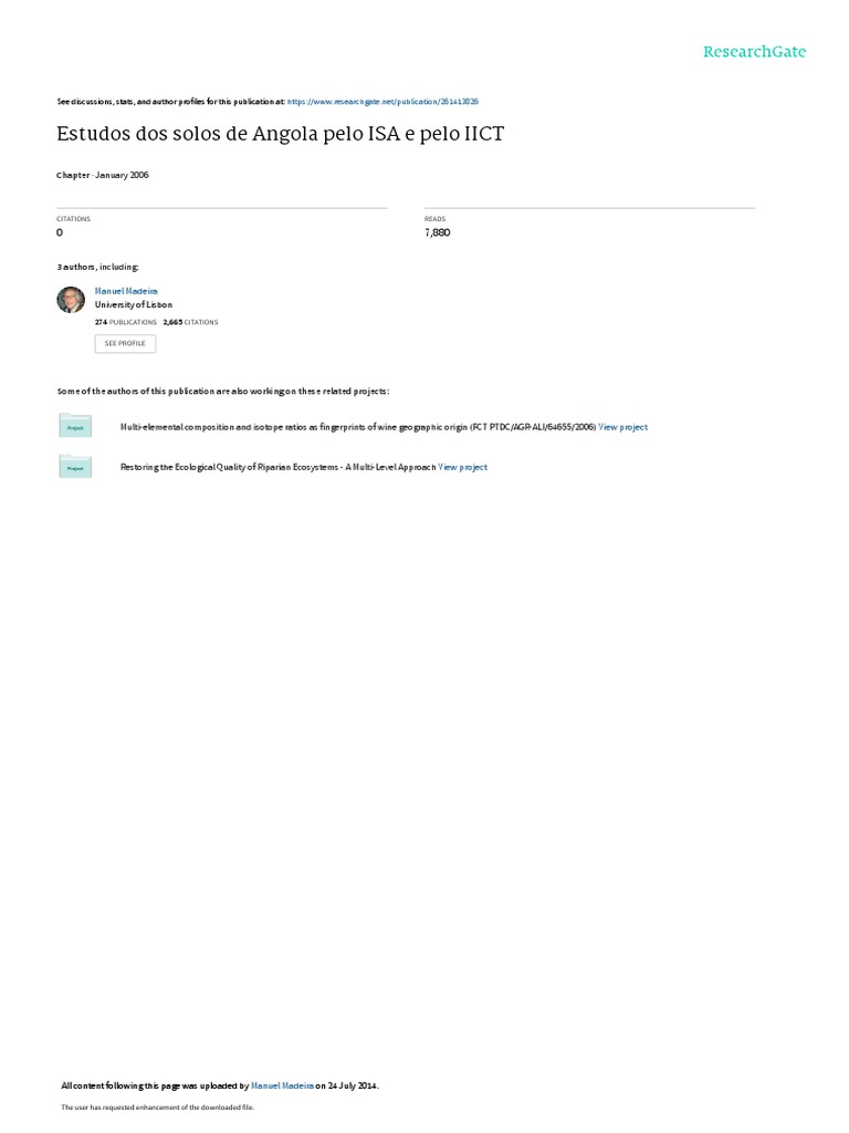 Estudo Dos Solos de Angola Pelo ISA e Pelo IICT | PDF | Solo | Science