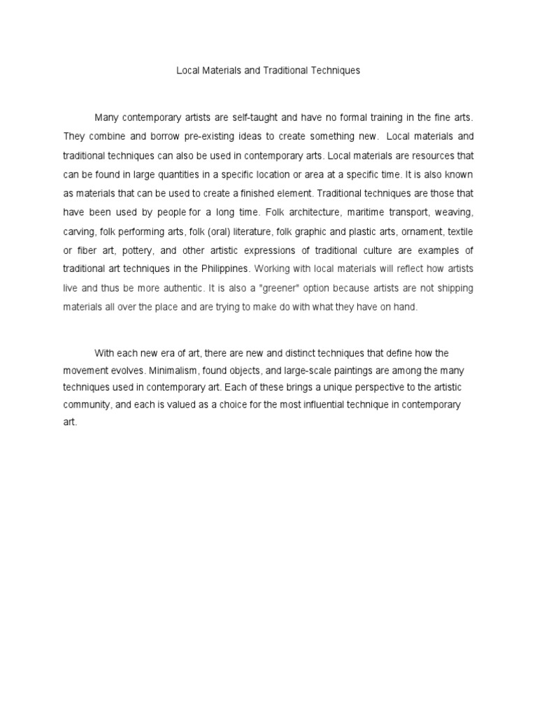 Local Materials in Philippine Art Techniques | PDF
