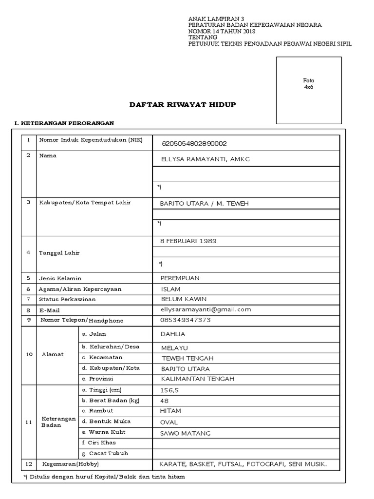 Contoh RH CPNS | PDF