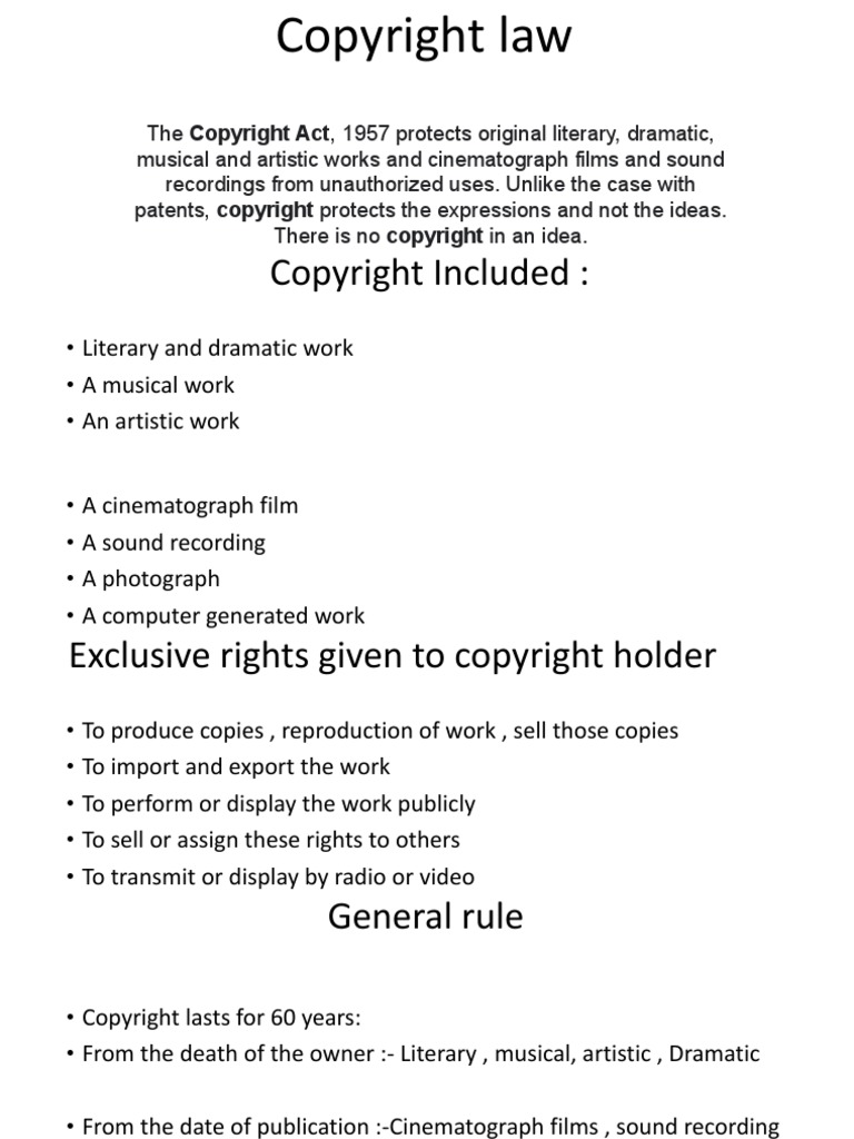 Literary and Dramatic Work - A Musical Work - An Artistic Work | PDF ...