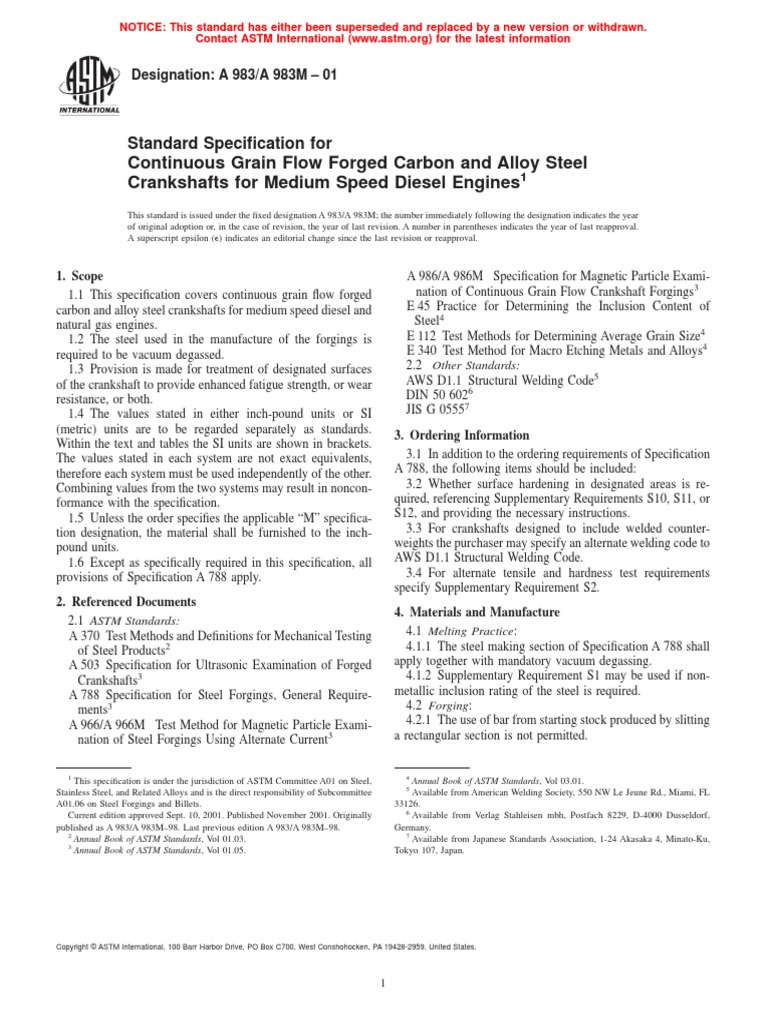 A 983 - A 983M - 01 - Qtk4my0wmq | PDF | Steel | Heat Treating