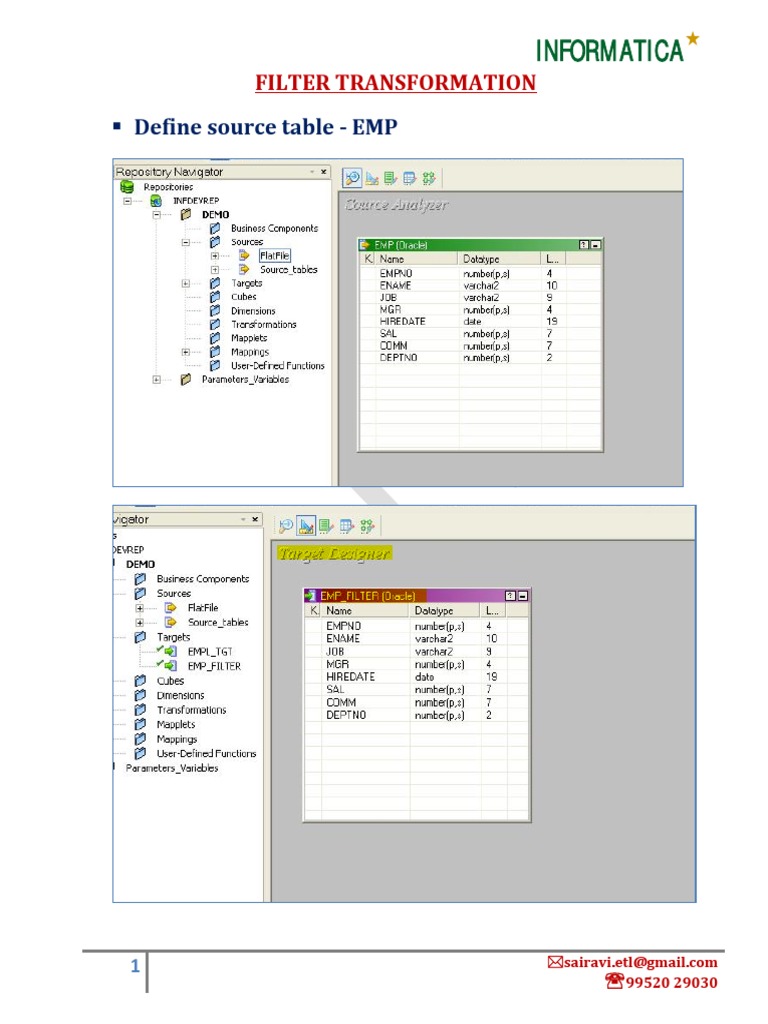 Informatica: Define Source Table - EMP | PDF