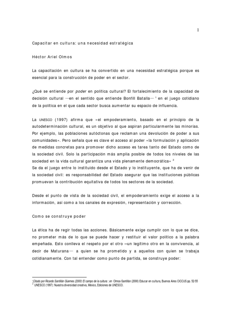 Capacitar en Cultura - Hector Ariel Olmos | PDF | Argentina | Conocimiento