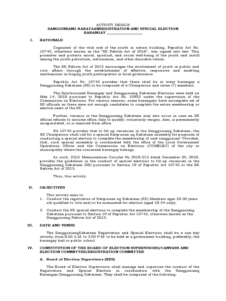 SK Registration and Special Election Guide | PDF | Governance | Group ...