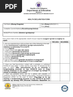 Health Declaration Form: Republic of The Philippines | PDF | Health ...