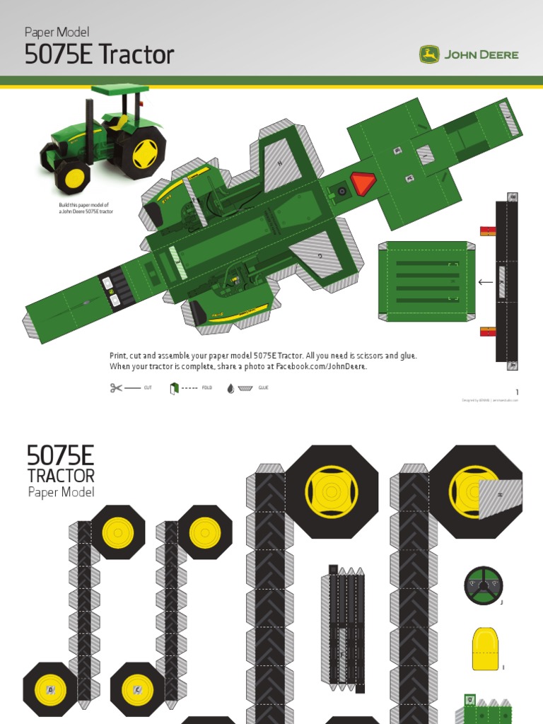 5075E Tractor: Paper Model | PDF | Biodegradable Materials | Crafts