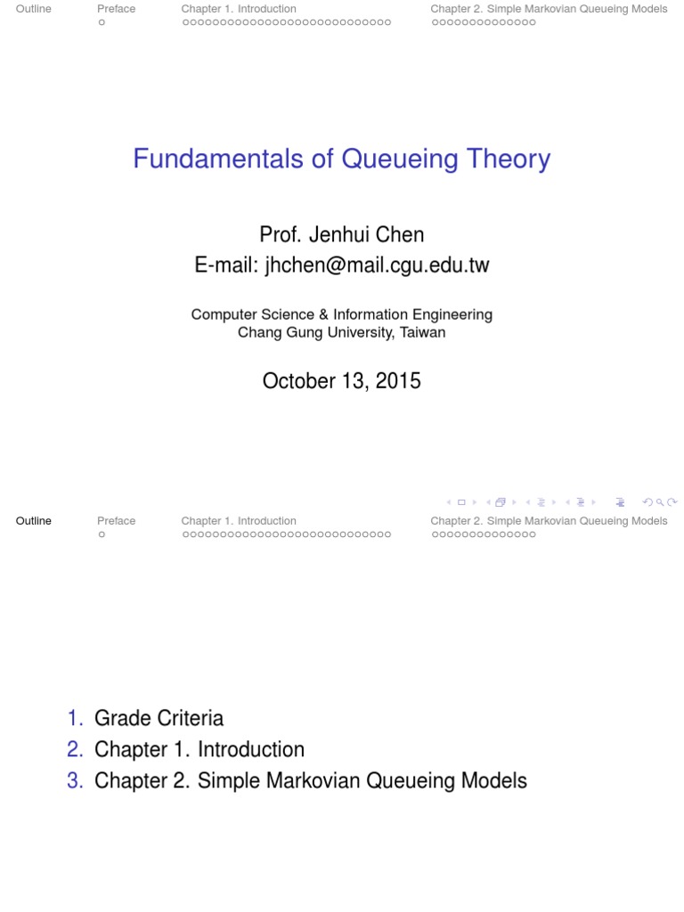 Fundamentals of Queueing Theory Outline | PDF | Markov Chain | Applied Mathematics