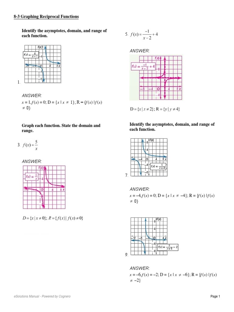 Esolutions Manual - Powered by Cognero | PDF | Asymptote | Function (Mathematics)