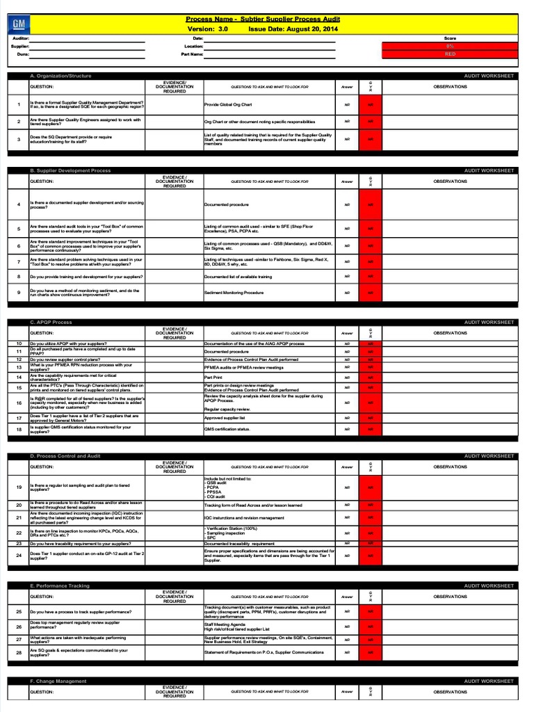 PDF GM 1927 16b Tiered Supplier Process Audit Compress | PDF