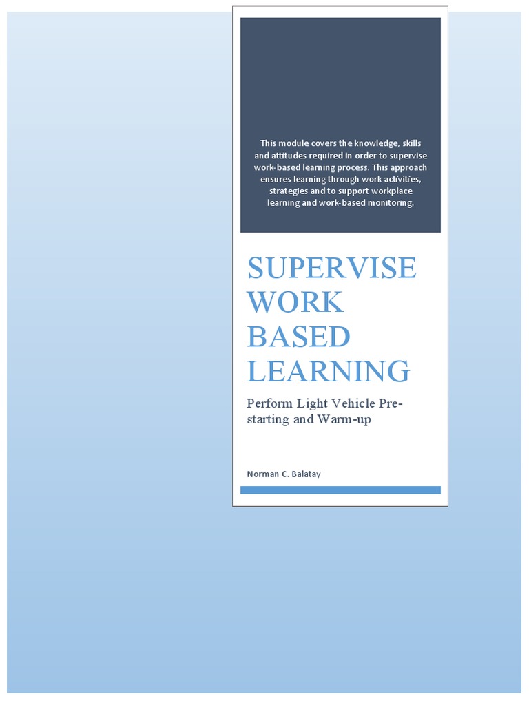 Supervise Work Based Learning | PDF | Occupational Safety And Health | Risk