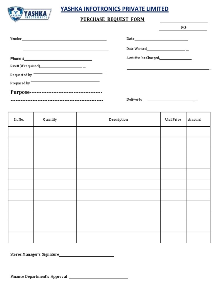 Purchase Request Form | PDF