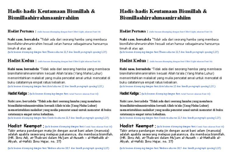 Keutamaan Membaca Bismillah | PDF