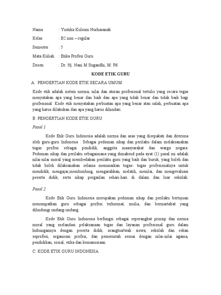 Kode Etik Guru | PDF