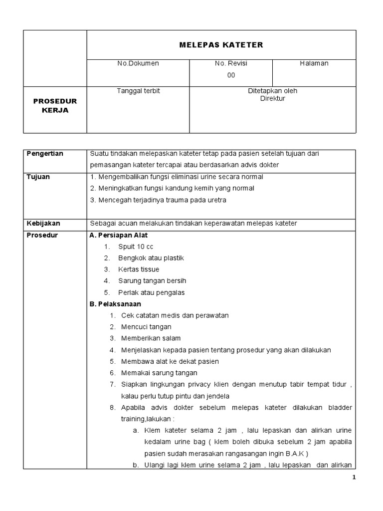 SOP Melepas Kateter | PDF
