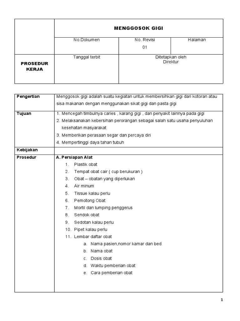 SOP Menggosok Gigi | PDF