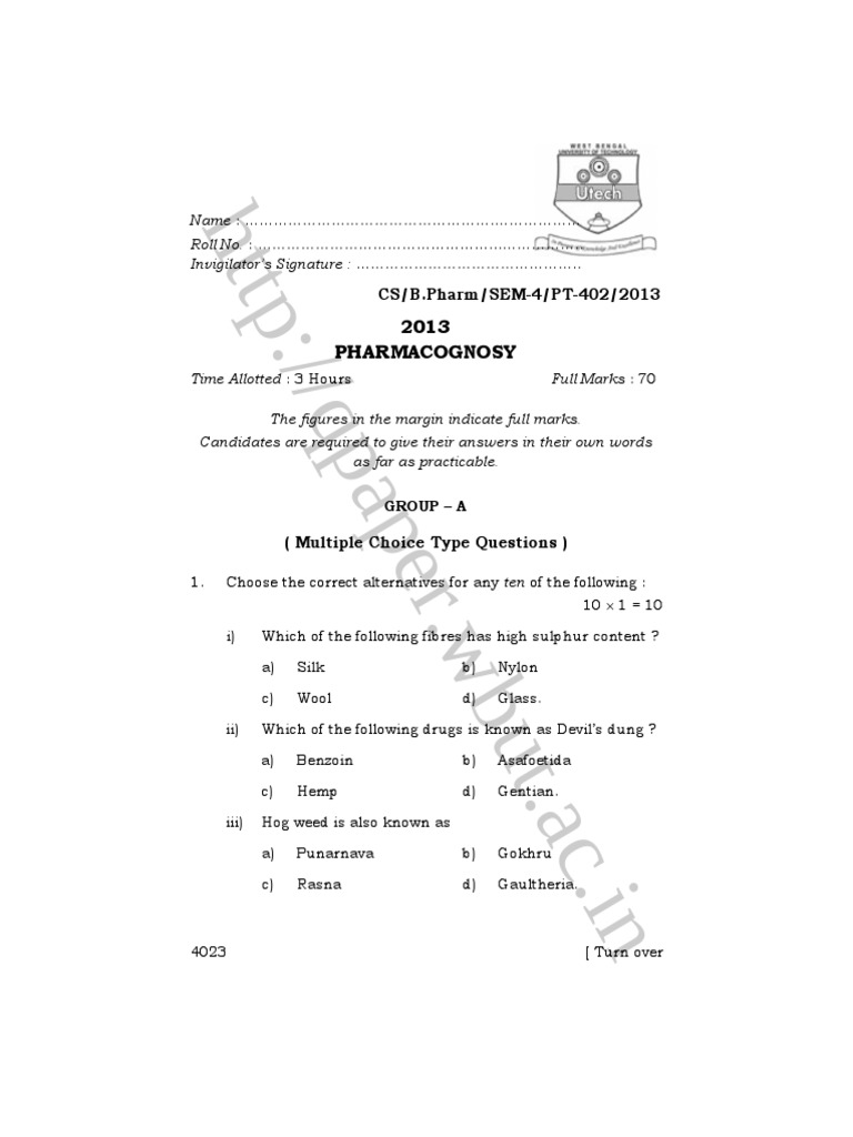 HT TP: //qpa Pe R.W But .Ac .In: 2013 Pharmacognosy | PDF