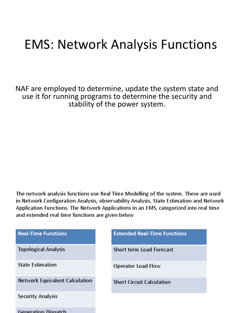 EMS: Network Analysis Functions | PDF | Electrical Engineering ...