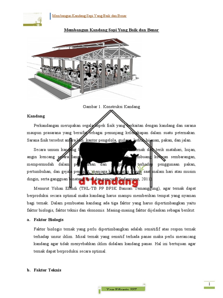 Desain dan Ukuran Kandang Sapi Ideal | PDF