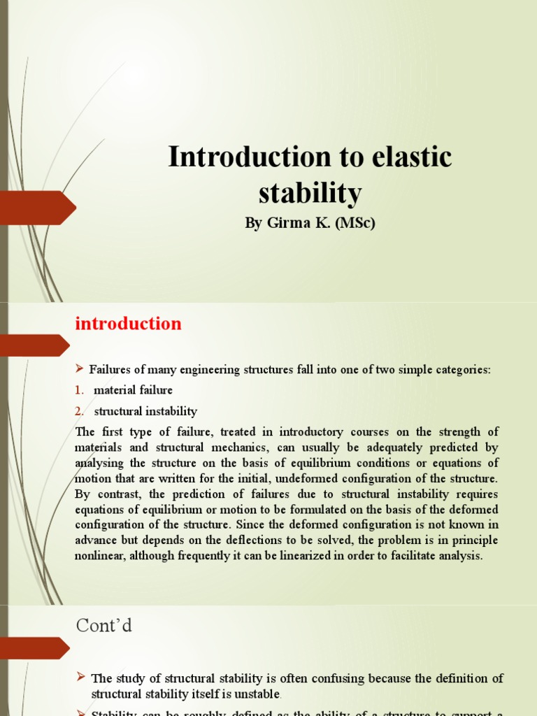 Introduction To Elastic Stability | PDF | Buckling | Bending