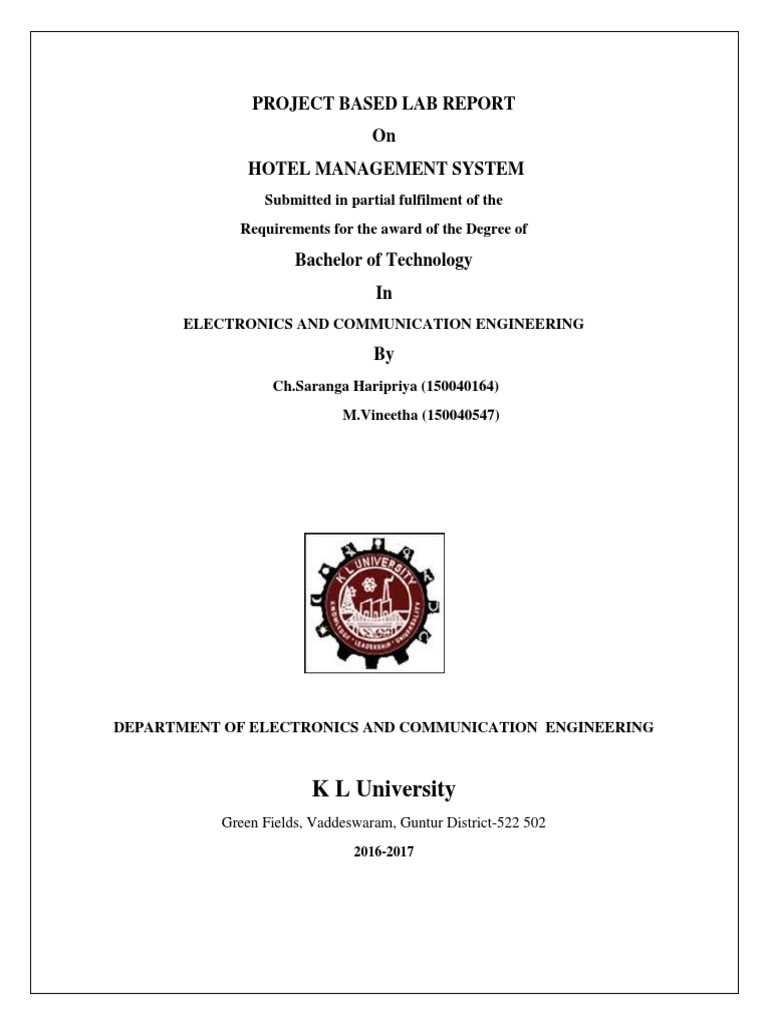 Project Based Lab Report On Hotel Management System: K L University | PDF | Class (Computer ...
