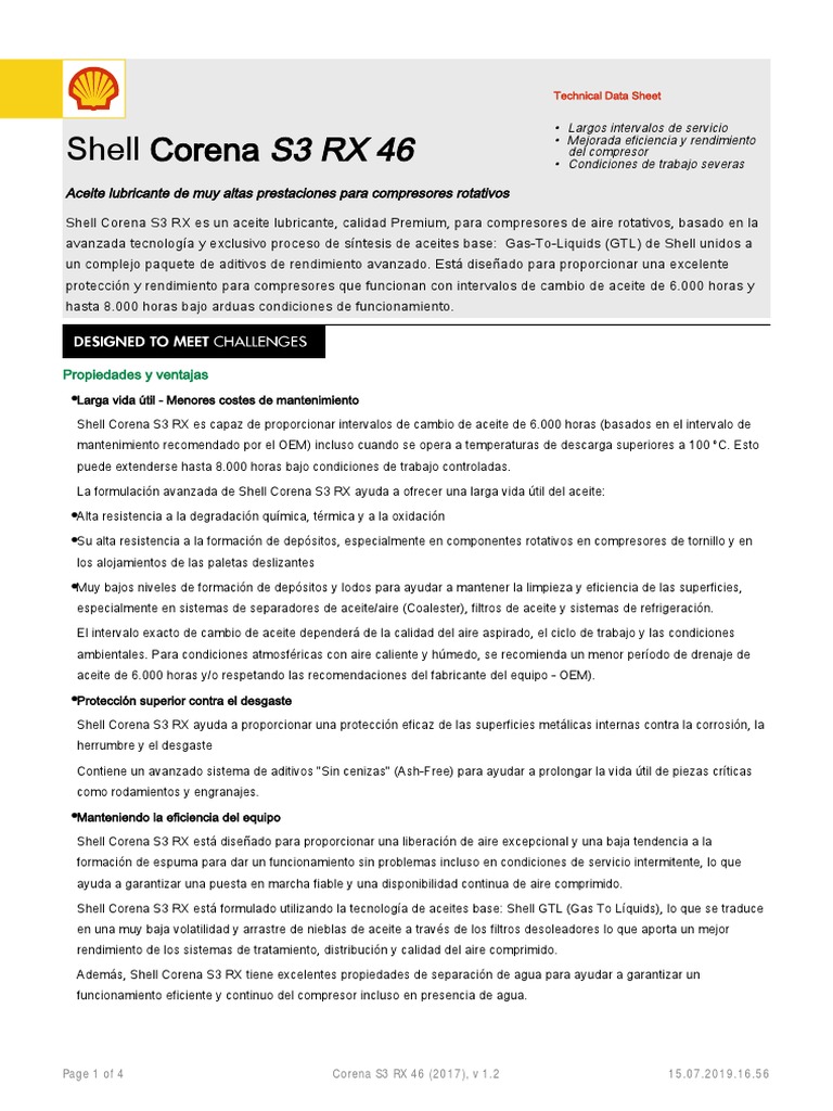 Corena S3 RX 46 | PDF | Lubricante | Petróleo