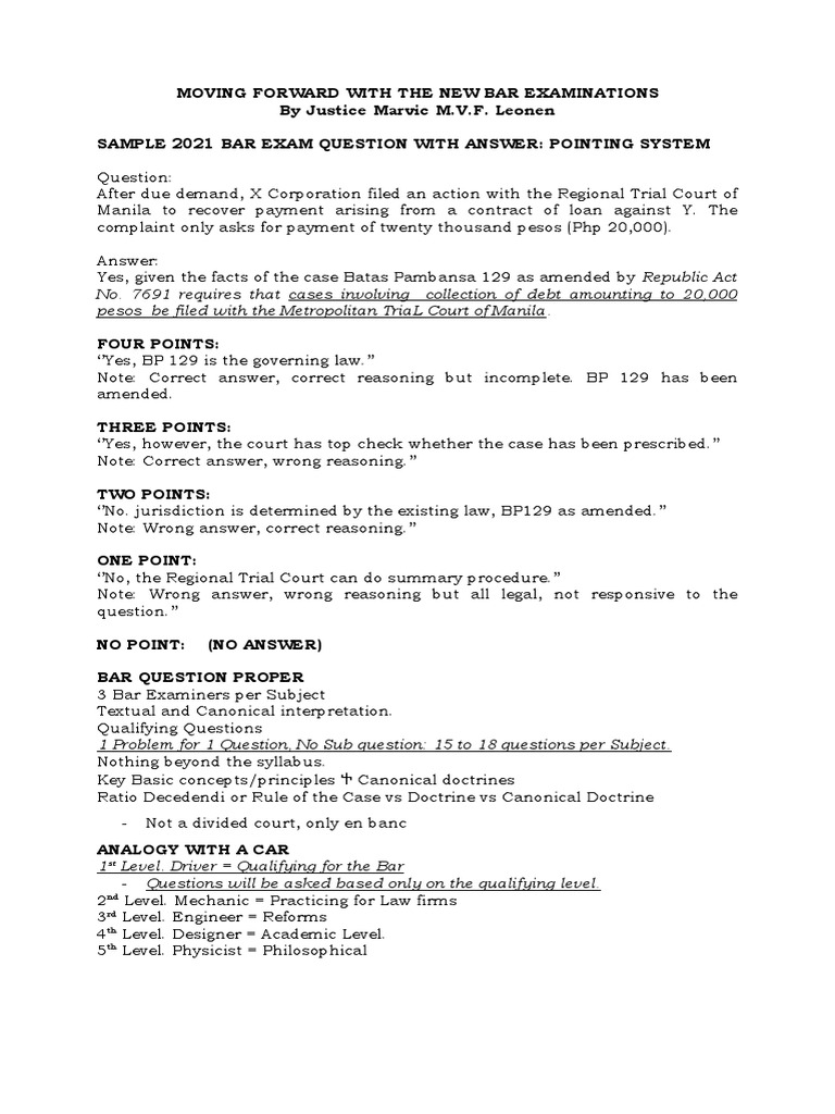 Moving Forward With The New Bar Examinations by Justice Marvic M.V.F ...