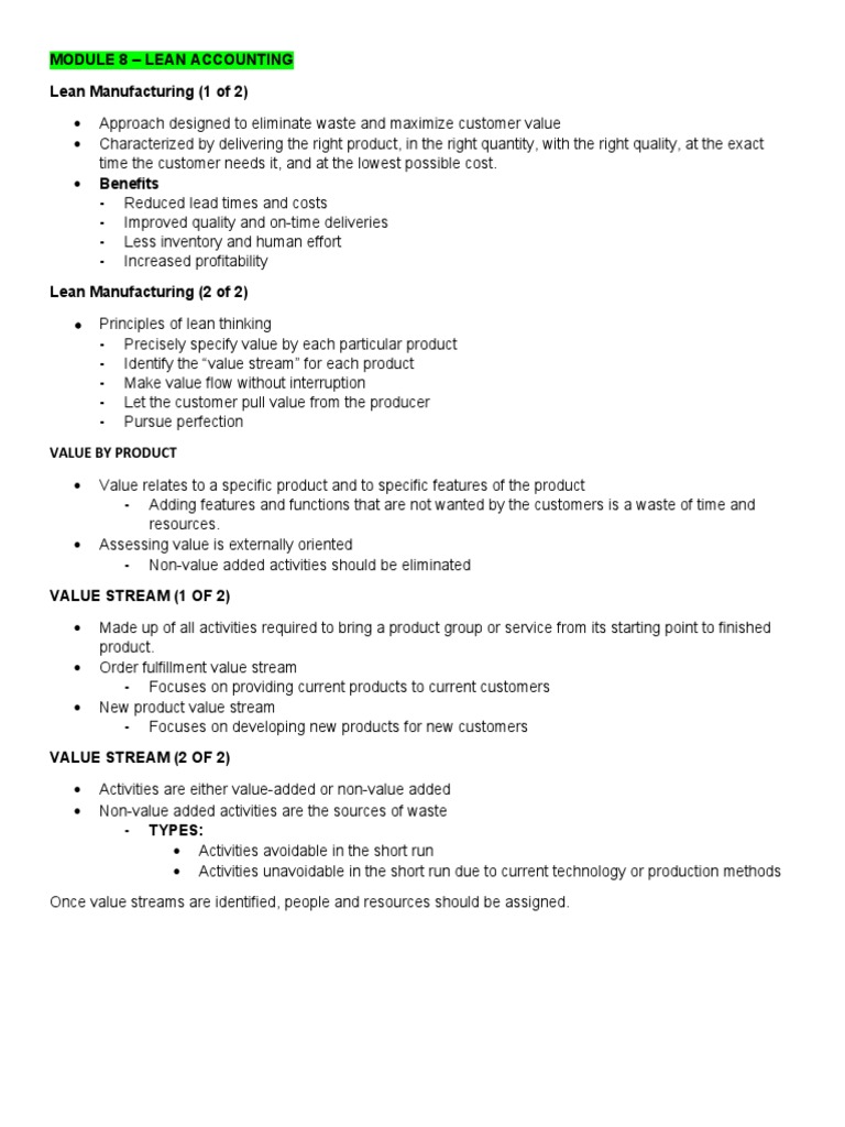 Lean Accounting Principles and Practices | PDF | Lean Manufacturing ...