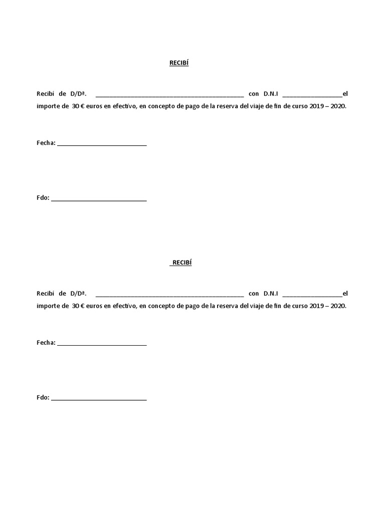 Modelo Recibi | PDF | Negocios | Finanzas y dinero