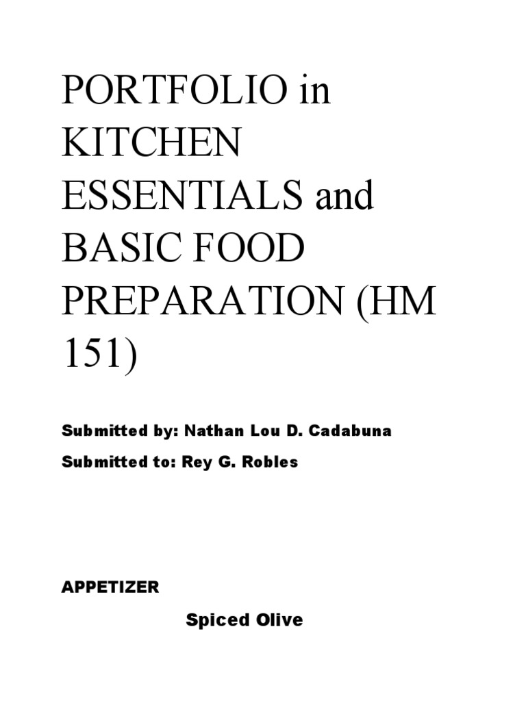 PORTFOLIO in KITCHEN ESSENTIALS and BASIC FOOD PREPARATION | PDF ...
