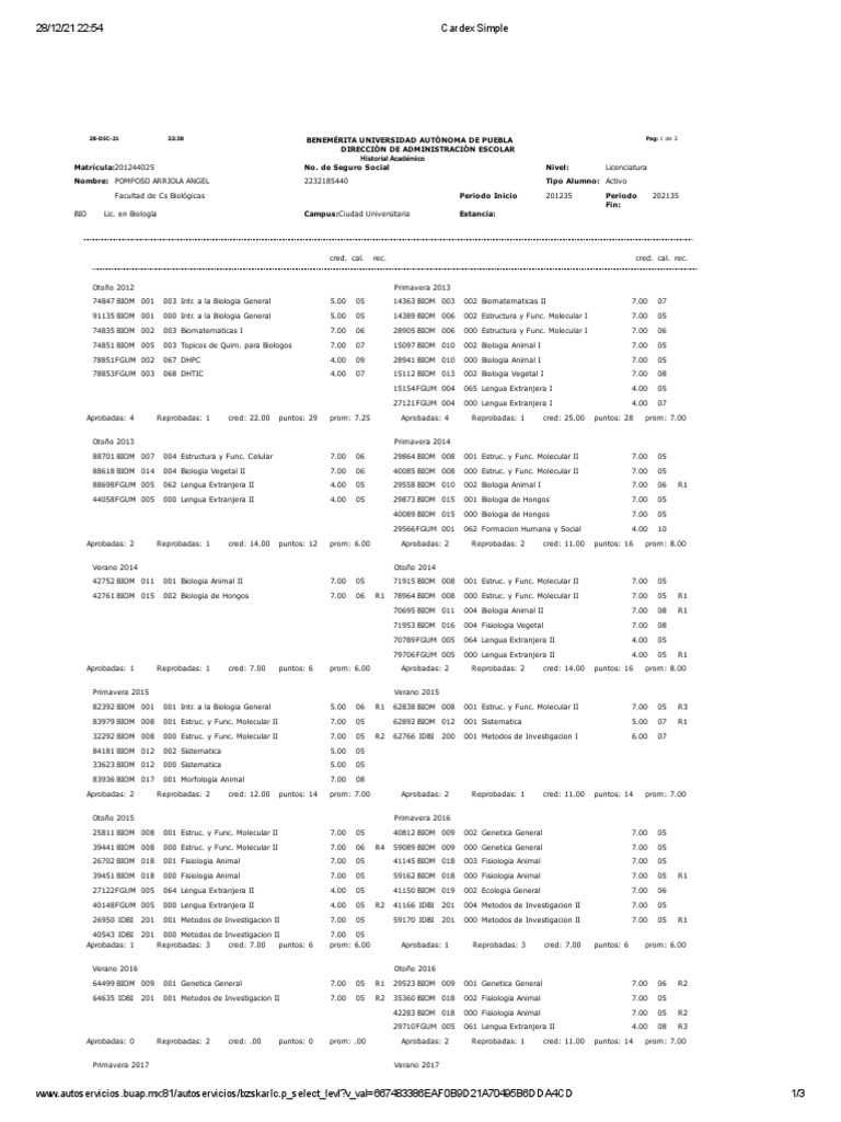 Cardex Simple | PDF | Science | Ciencias de la vida