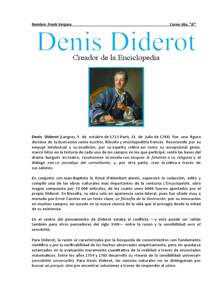 Creador de La Enciclopedia Denis Diderot | PDF | Movimientos filosóficos | Science